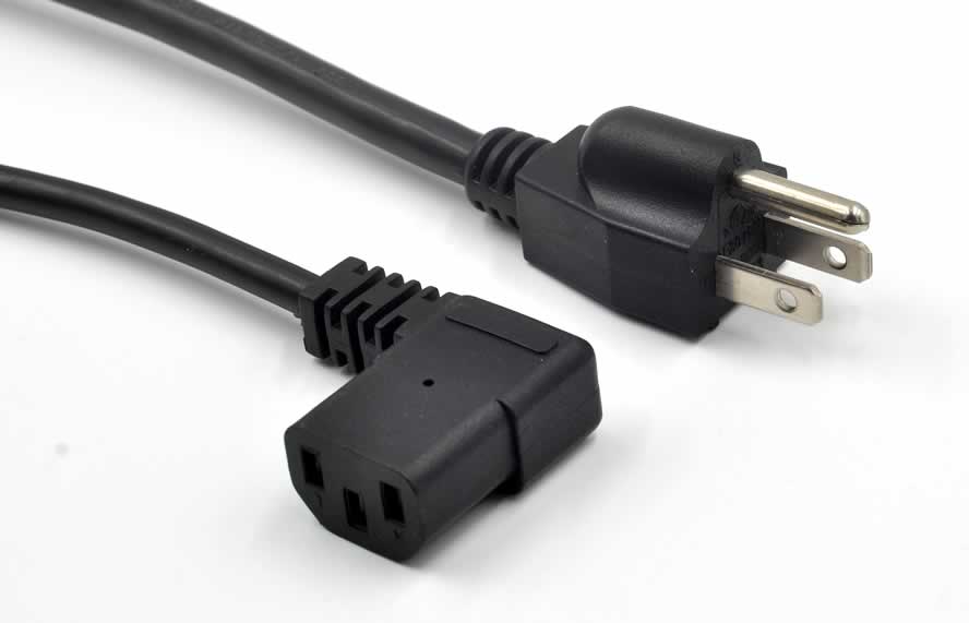 American Power Cords, NEMA 5-15P Plug to IEC 60320 C13 Left Angle ...